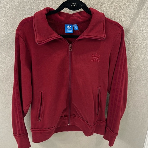 adidas | Tops | Adidas Dark Red Zip Sweater | Poshmark